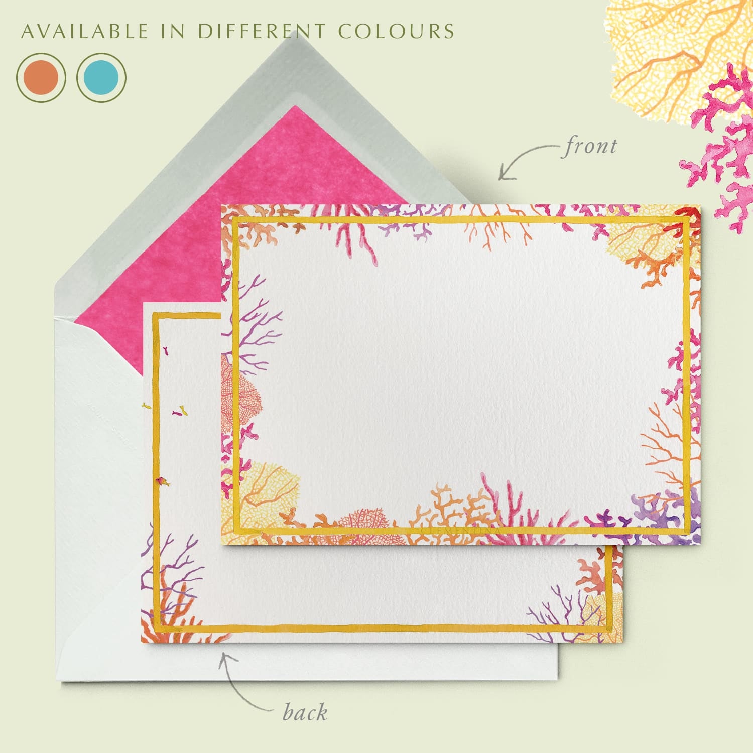 Coral Reefs Stationery Cards – Clementina Sketchbook