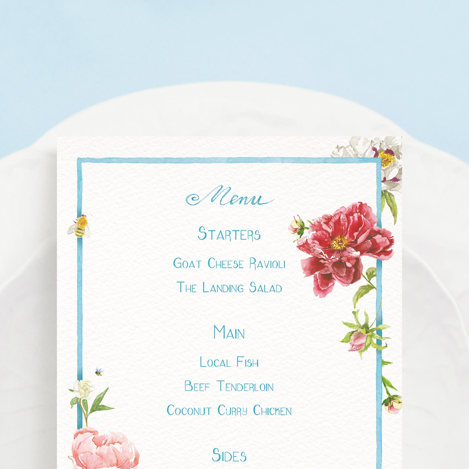 Peonies Menus – Clementina Sketchbook
